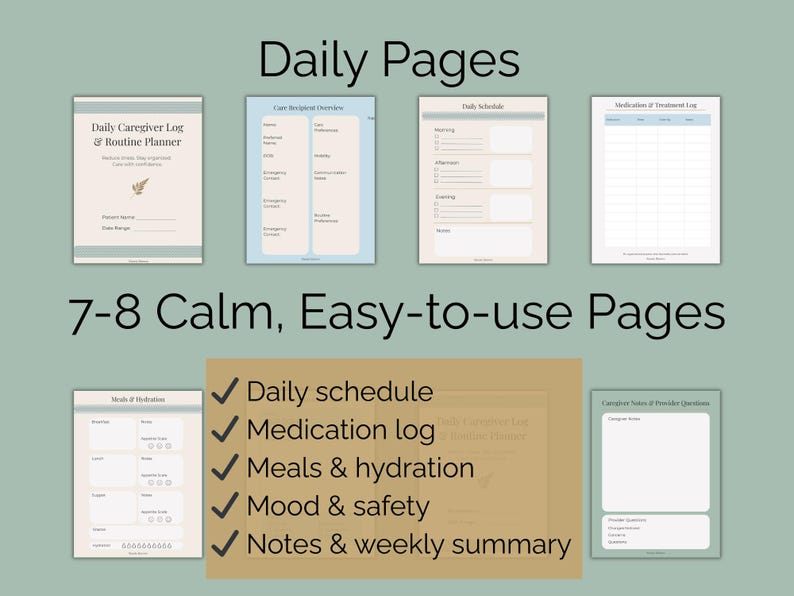Caregiver Planner Bundle | Daily & Weekly Elder Care (printable, Canva ...
