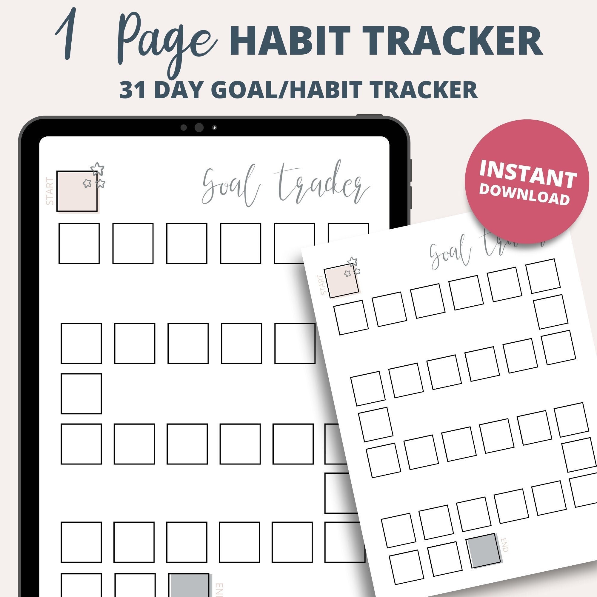 31 Day Habit Tracker Printable | Goal Planner (digital Download) - Etsy