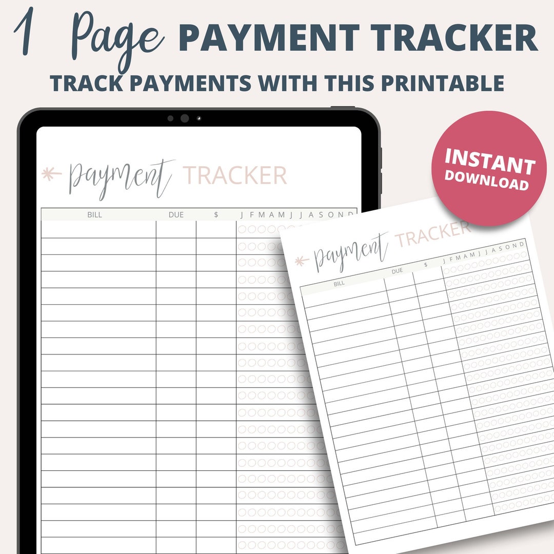 Printable Payment Tracker Page, Financial Planning, House Payment ...