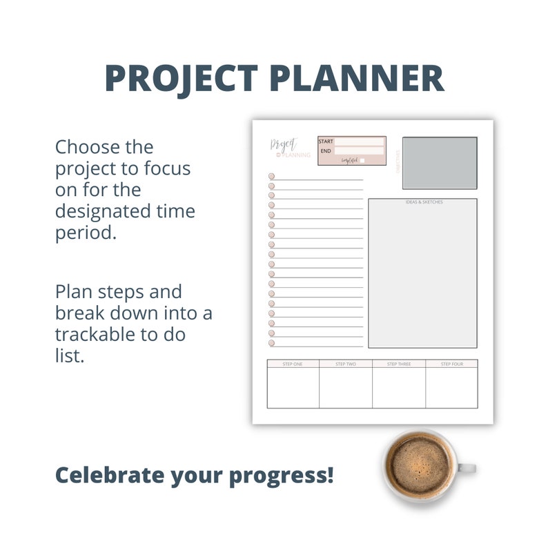 Printable Project Planner Page, Planner Layout, Digital Project Planner ...