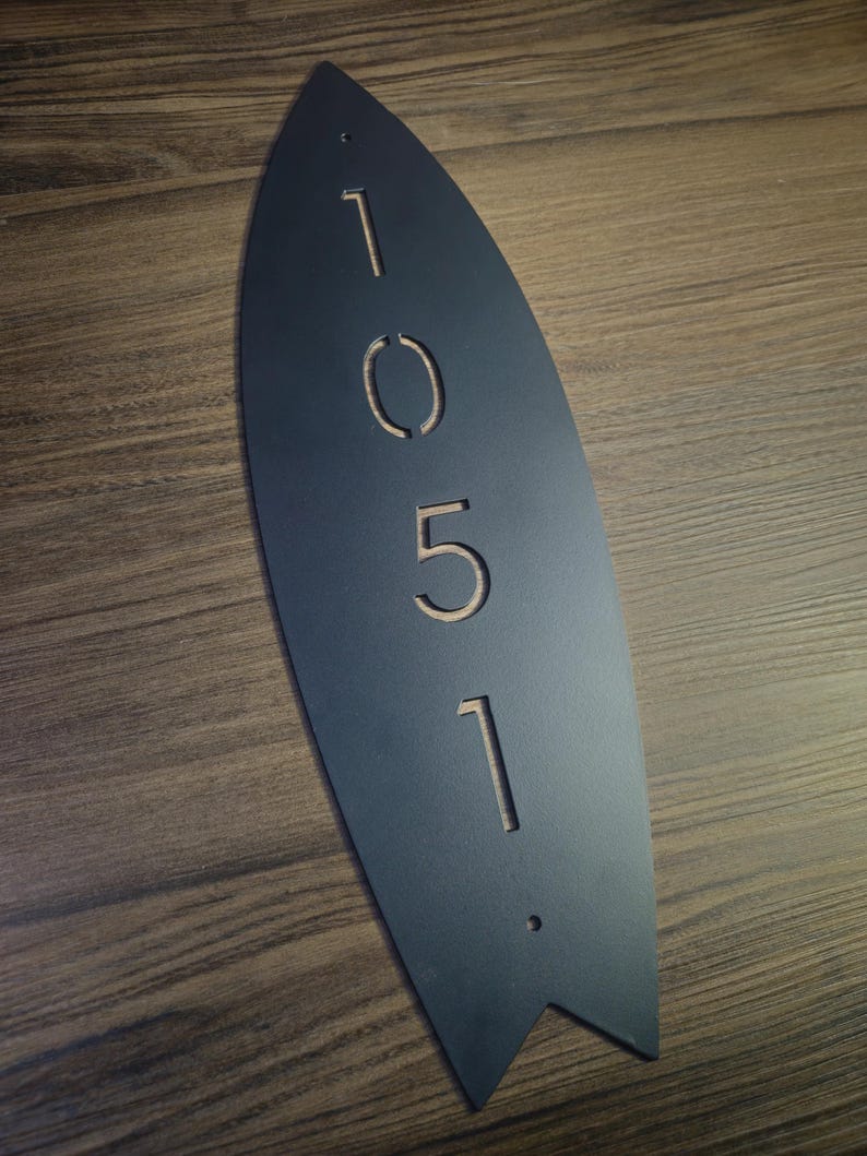 Metal Surfboard House Number Sign | Custom Address Plaque | Beach Decor ...