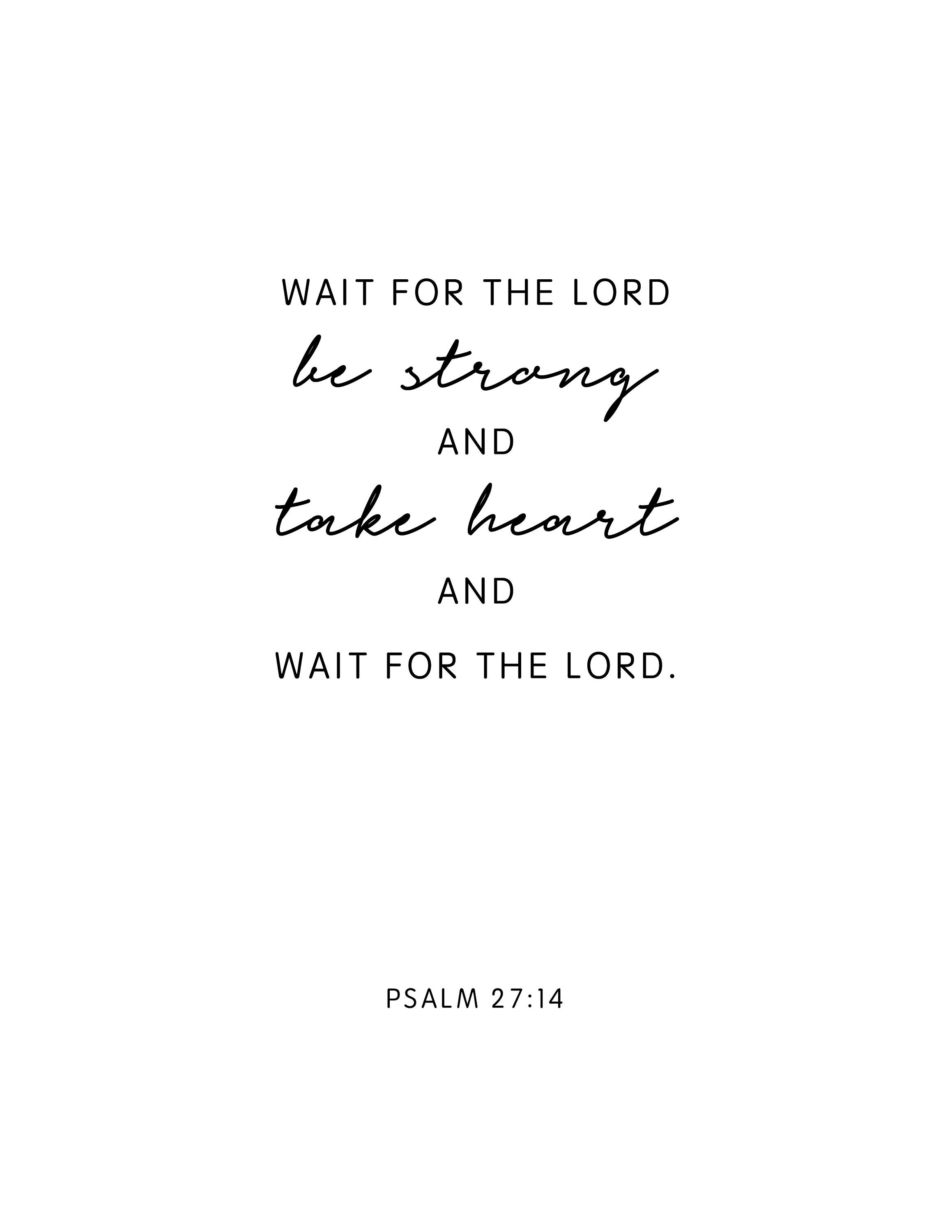Psalm 27:14 Simple Verse Art, Christian Wall Art, Minimalist Christian ...