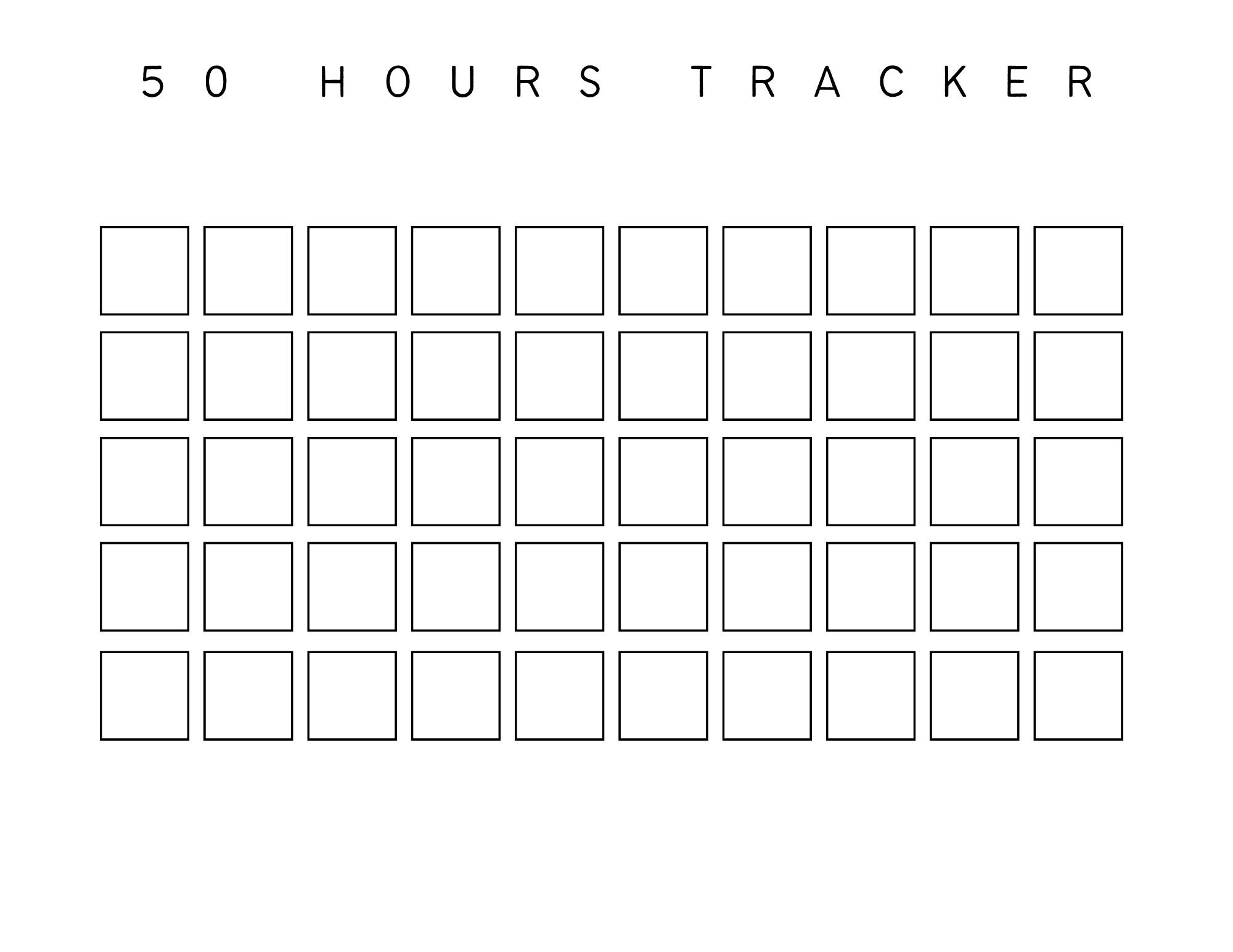 Set of 4 Hour Trackers, 100 Hour Tracker, 50 Hour Tracker, Printable ...