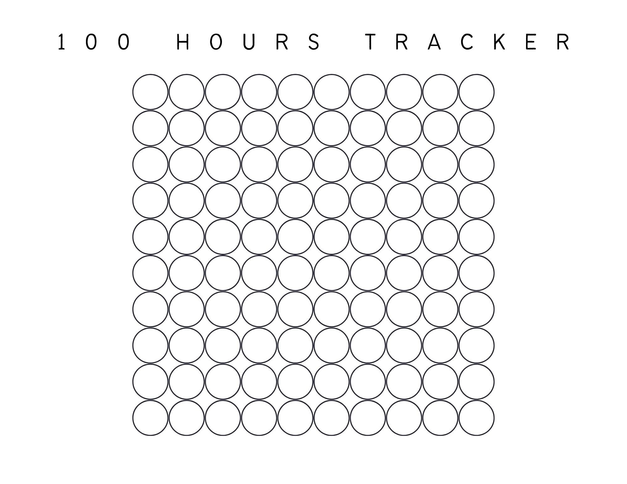 Set of 4 Hour Trackers, 100 Hour Tracker, 50 Hour Tracker, Printable ...