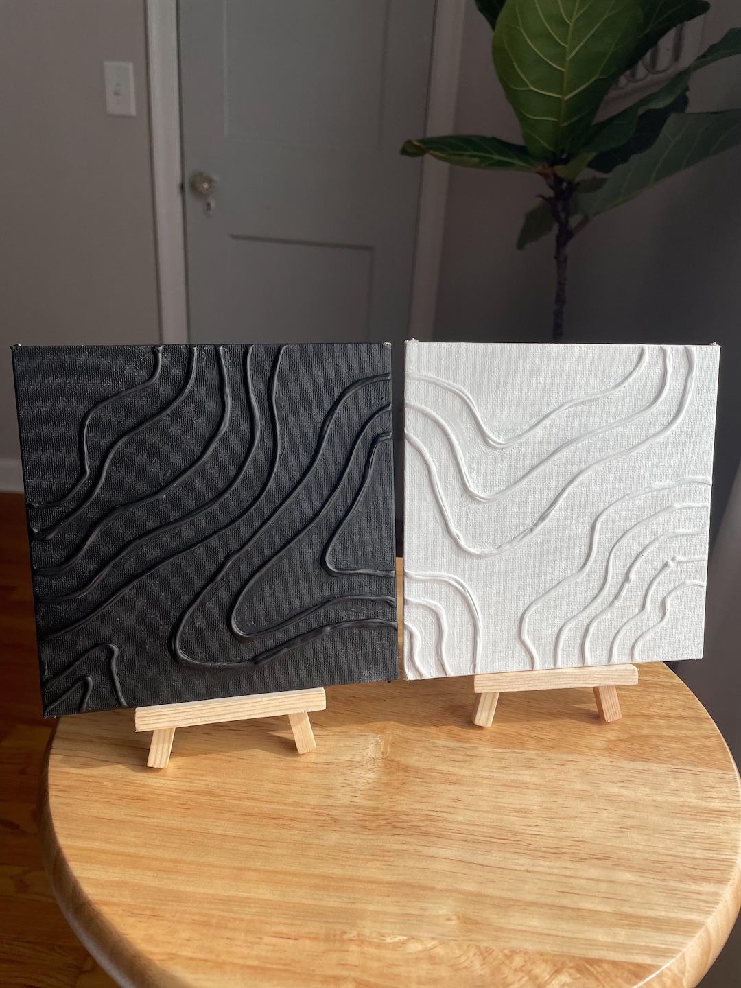 Textured Black and White Plaster Art: Modern Minimalist Canvas Set - Etsy