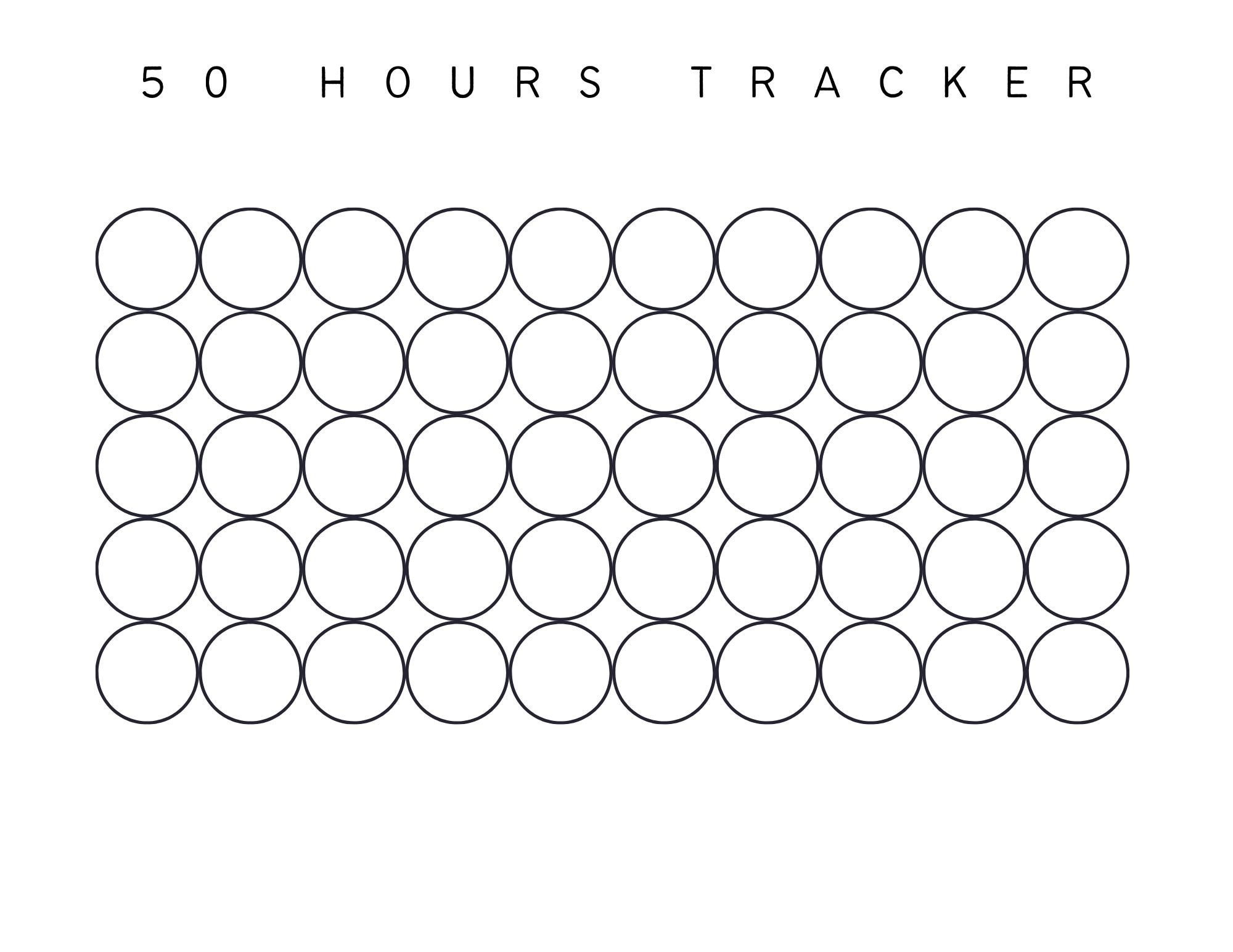 Set of 4 Hour Trackers, 100 Hour Tracker, 50 Hour Tracker, Printable ...