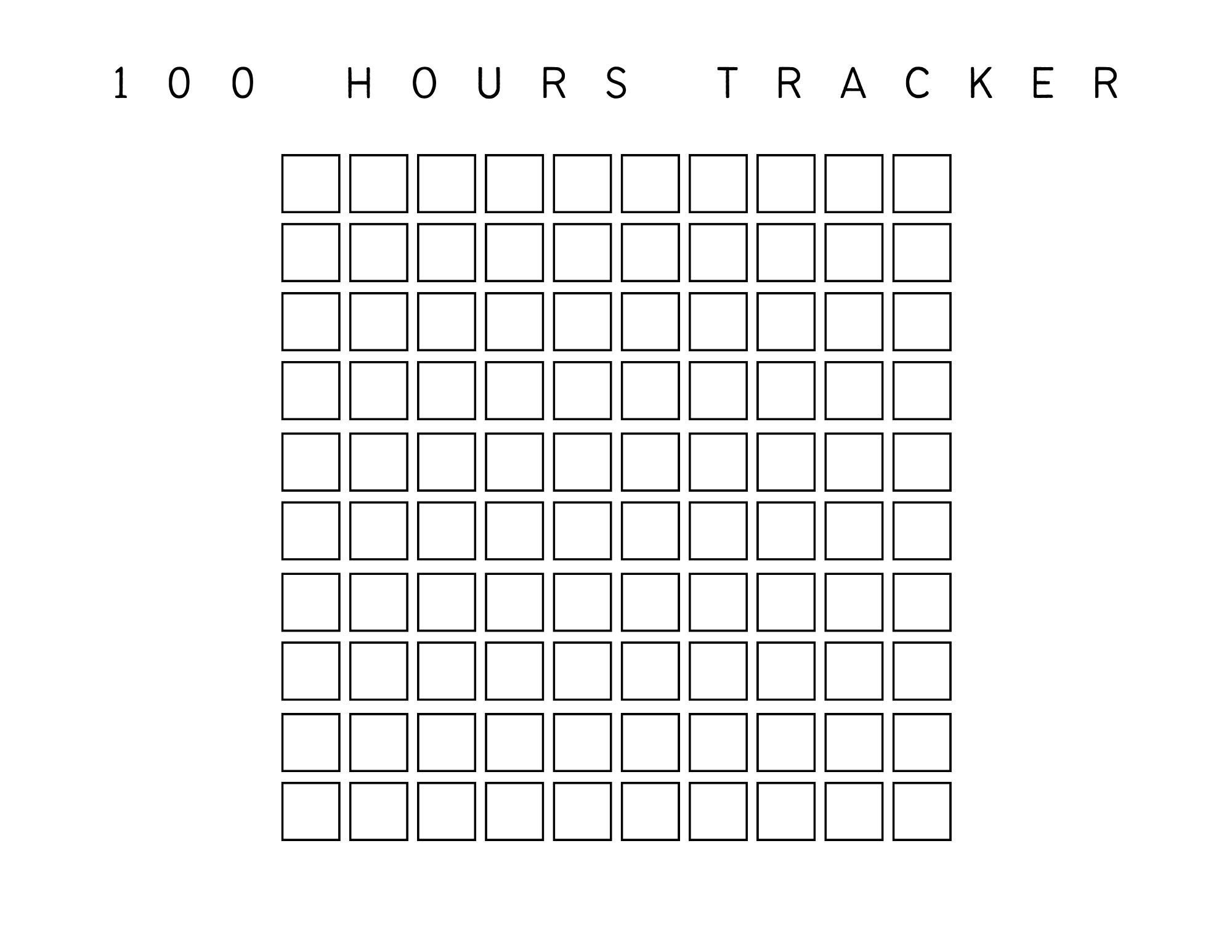 Set of 4 Hour Trackers, 100 Hour Tracker, 50 Hour Tracker, Printable ...