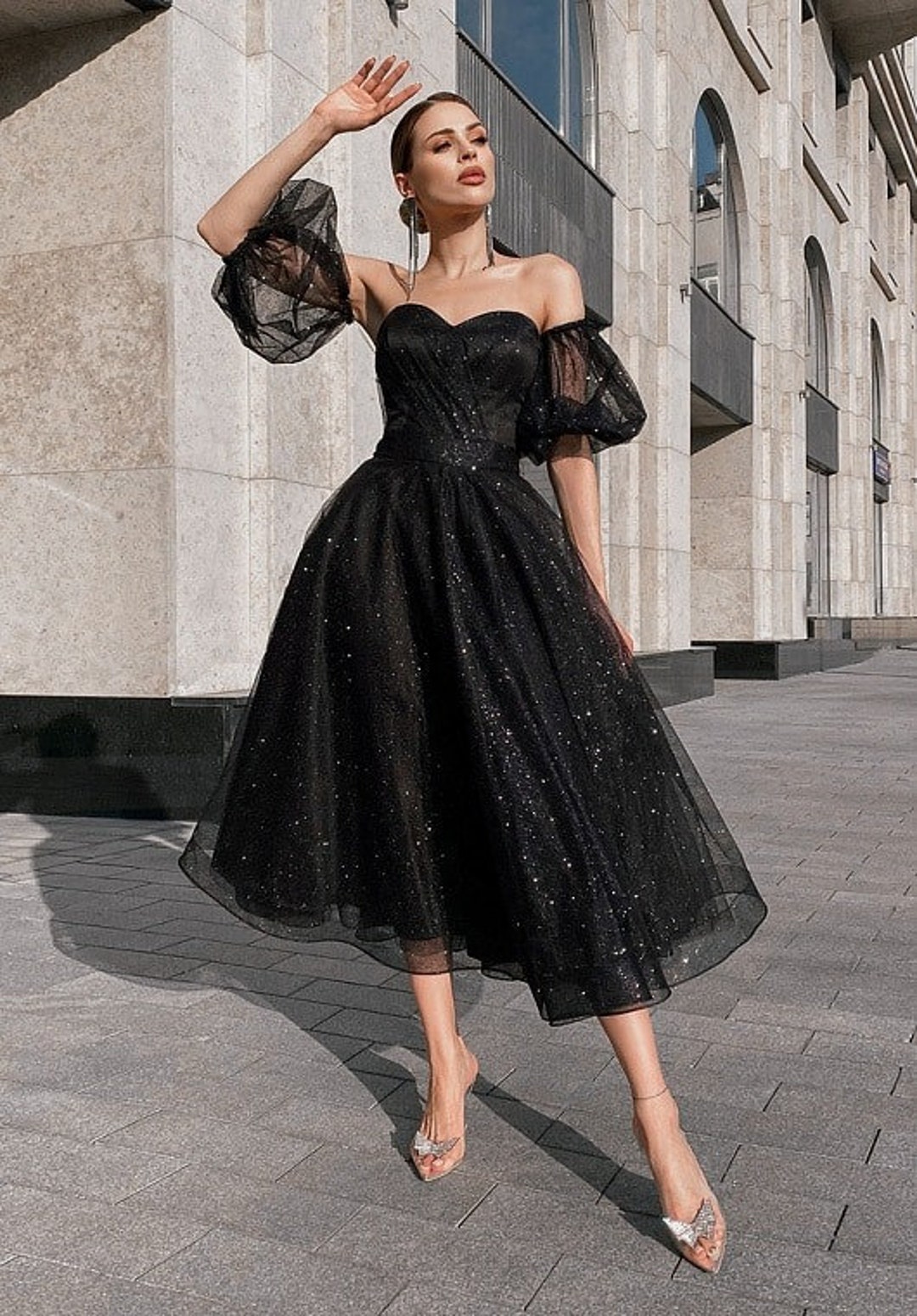 Short Black Sparkly Prom Dress
