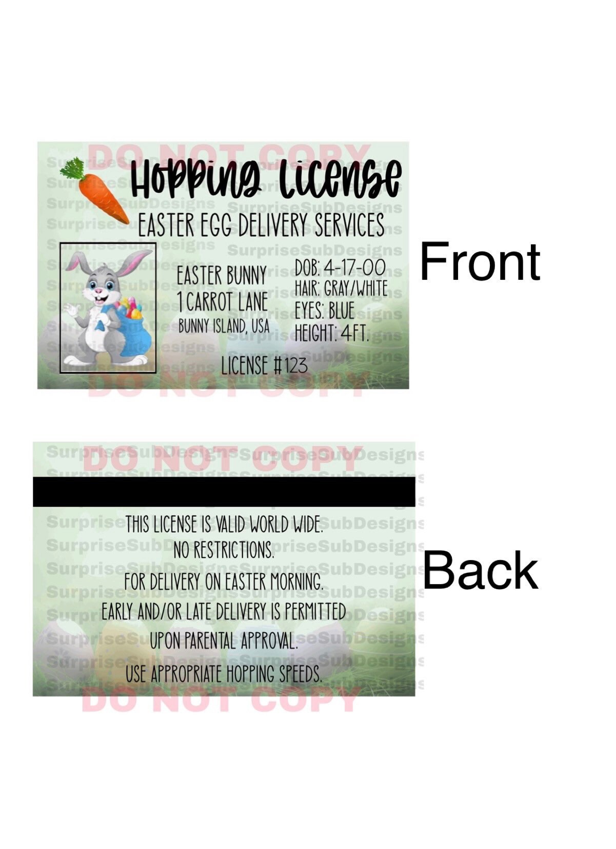 Easter Bunny License Png, Hopping License, Easter Bunny ID Png, Digital ...