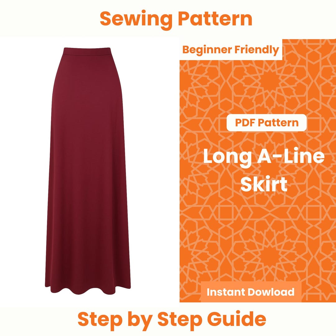 Long A-line Skirt Sewing Pattern PDF – DIY Maxi Skirt, Digital Download, Flowy Skirt Pattern ...