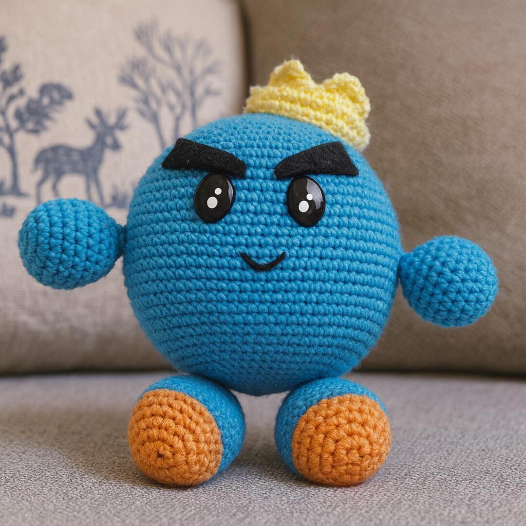 Angry Blue Ball Amigurumi Crochet Pattern | Cute Emoji Plush PDF ...