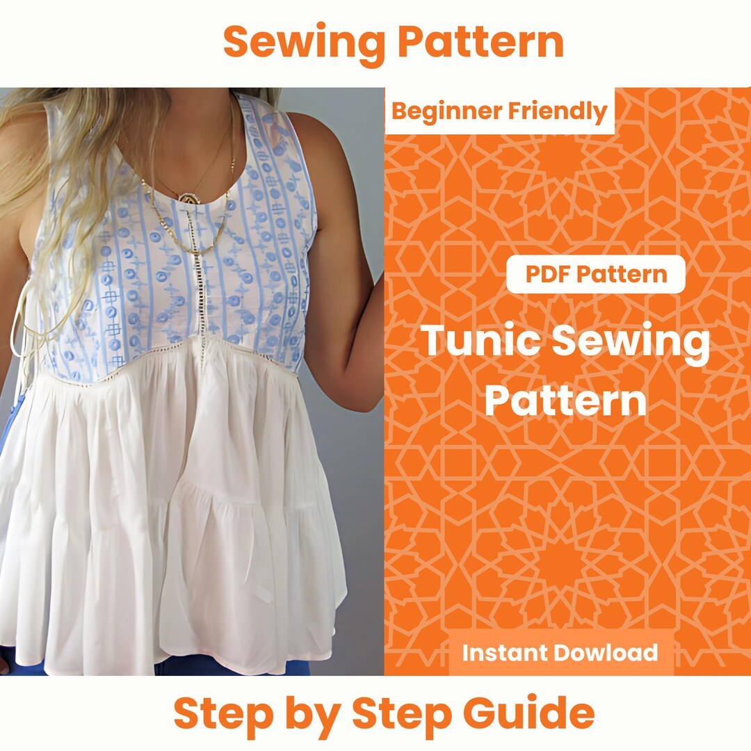 Tunic Sewing Pattern PDF – DIY Women's Tunic Top, Digital Download ...