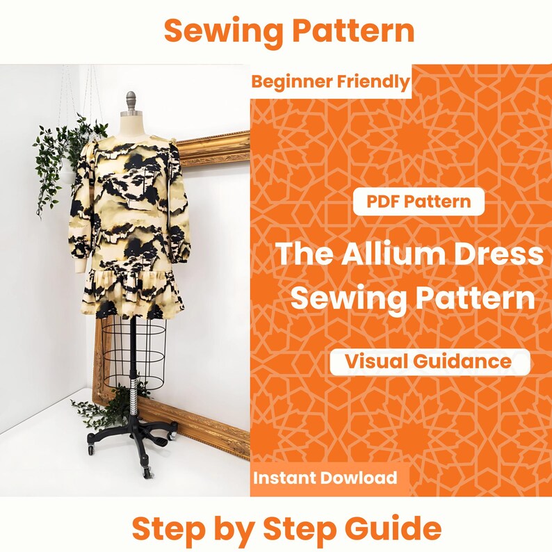 The Allium Dress Sewing Pattern PDF With Visual Guide – DIY A-line ...