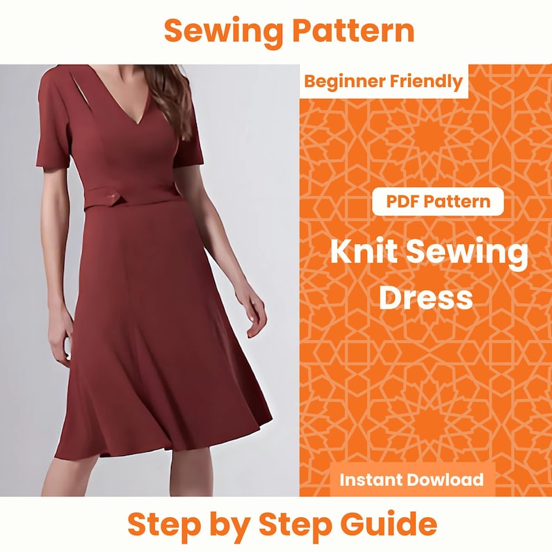 Knit Dress Sewing Pattern PDF – DIY Women's Knit Dress, Digital ...