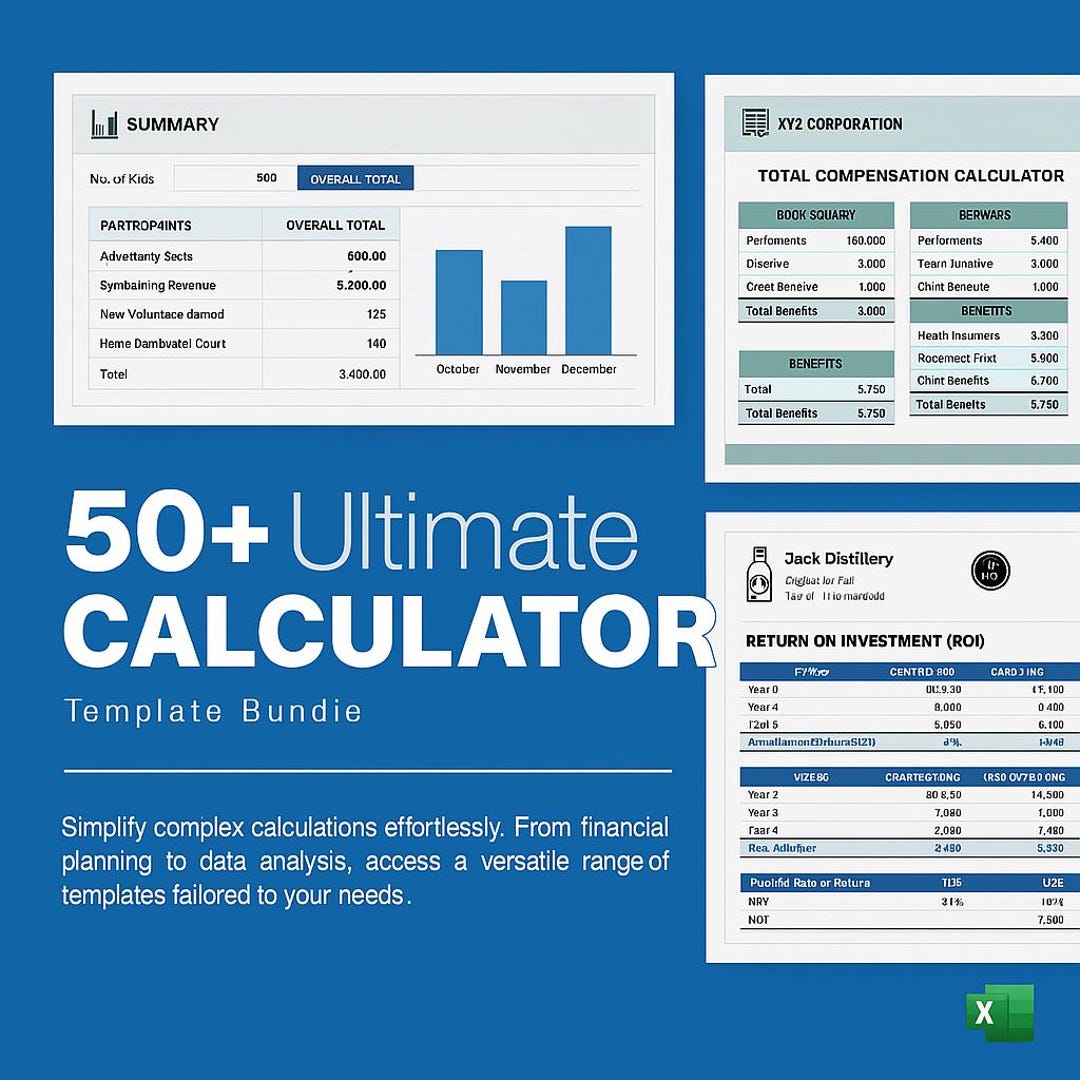 50+ Ultimate Excel Calculator Templates Bundle, All-in-one Digital ...