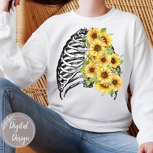 Bundle Skeleton Sunflower Png, Sunflower Skull Sublimation Design ...