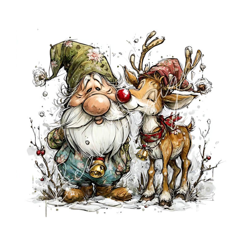 7 JPG 's Whimsical Christmas Gnome Clipart | Cute Winter Gnome ...