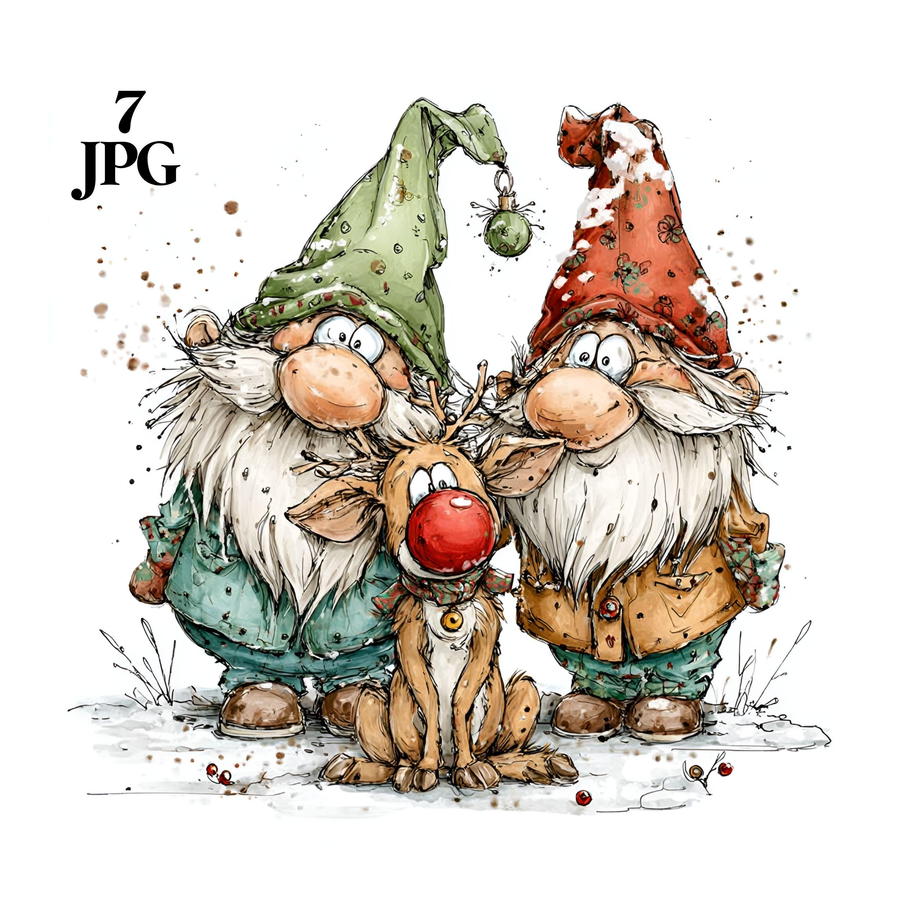 7 JPG 's Whimsical Christmas Gnome Clipart | Cute Winter Gnome ...