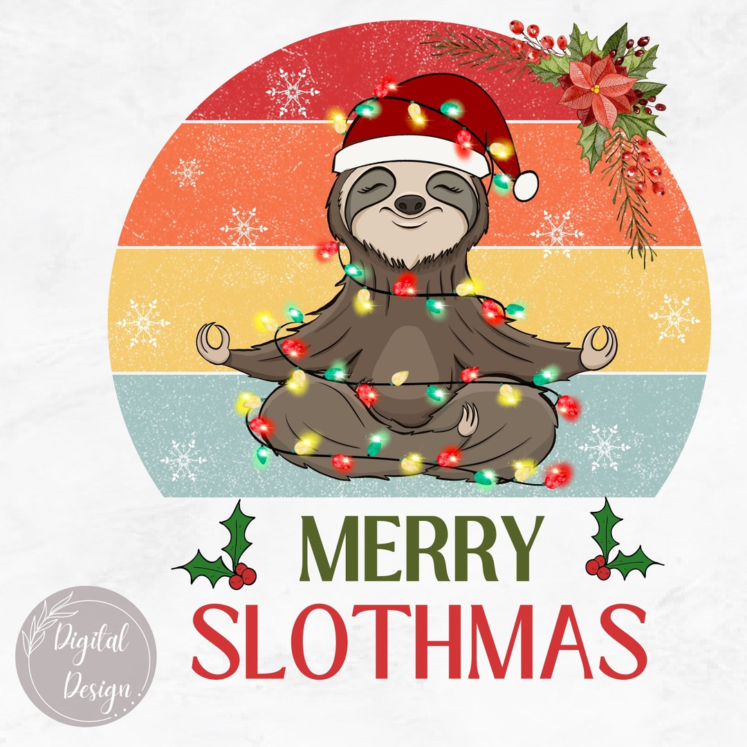 Merry Slothmas Retro PNG Digital Download, Merry Sloth Light, Sloth ...