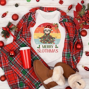 Merry Slothmas Retro PNG Digital Download, Merry Sloth Light, Sloth ...