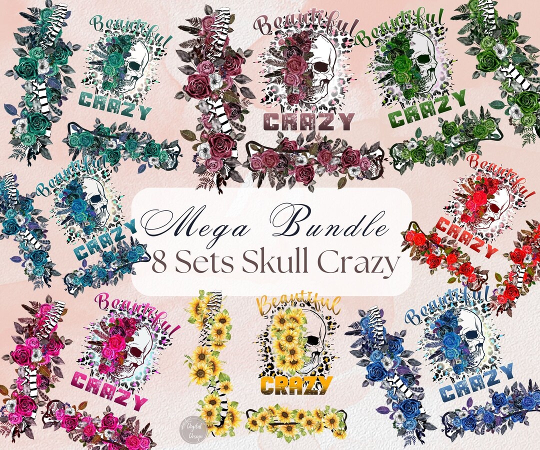 Mega Bundle Beautiful Crazy Skull Png Sets Beautiful Crazy - Etsy
