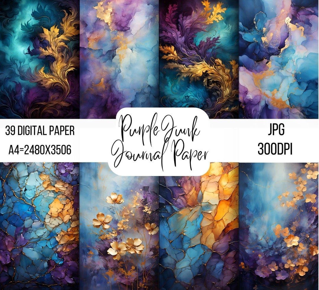 Purple Junk Journal Paper, Background Digital Paper- 39 High Quality ...