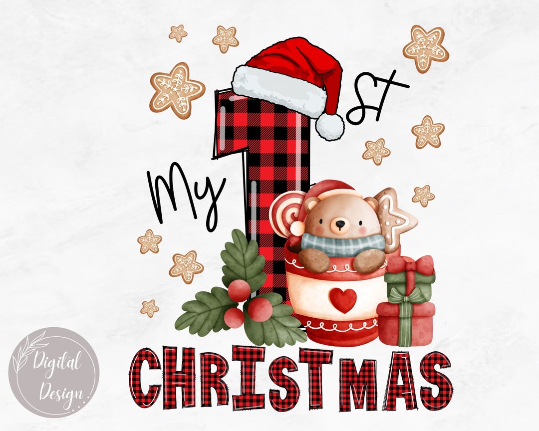 My First Christmas PNG, My 1st Cute Bear Christmas Digital Download ...