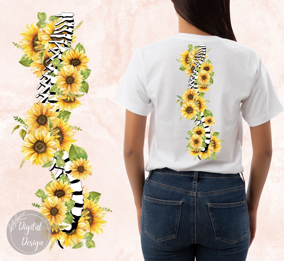 Spine Sunflower Png, Sunflowers Spine Sublimation Design, Skull ...