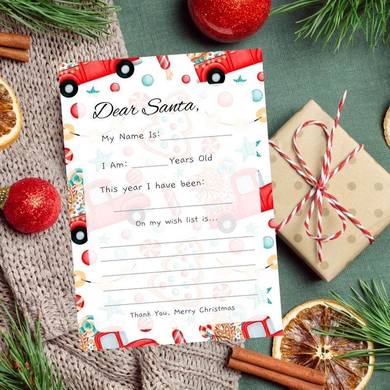 Santa Letters PRINTABLE Kids Letter to Santa Christmas - Etsy