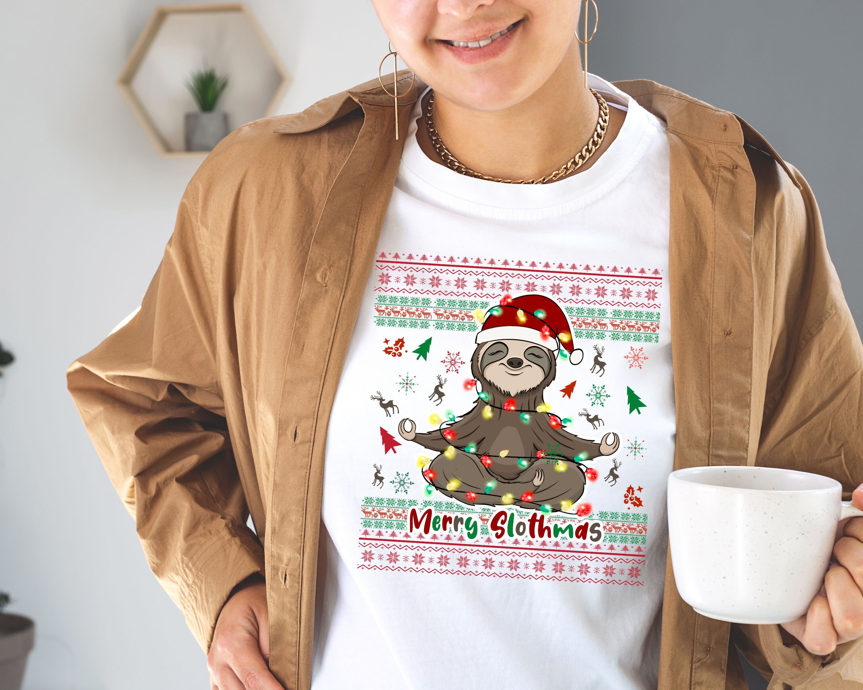 Merry Slothmas PNG Digital Download, Merry Sloth Light, Sloth Christmas ...