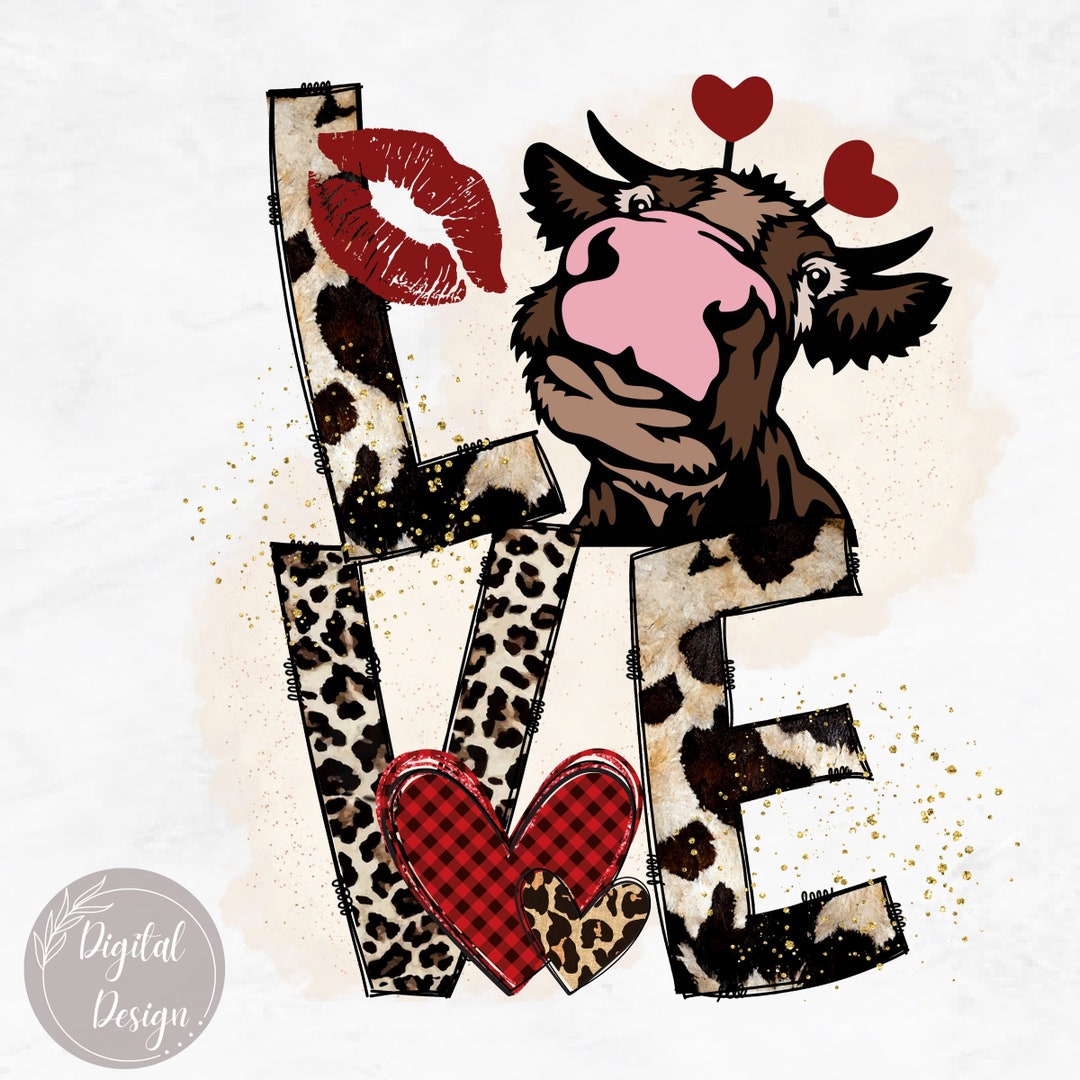Love Cow Western Valentines Day PNG Love Valentines Day - Etsy