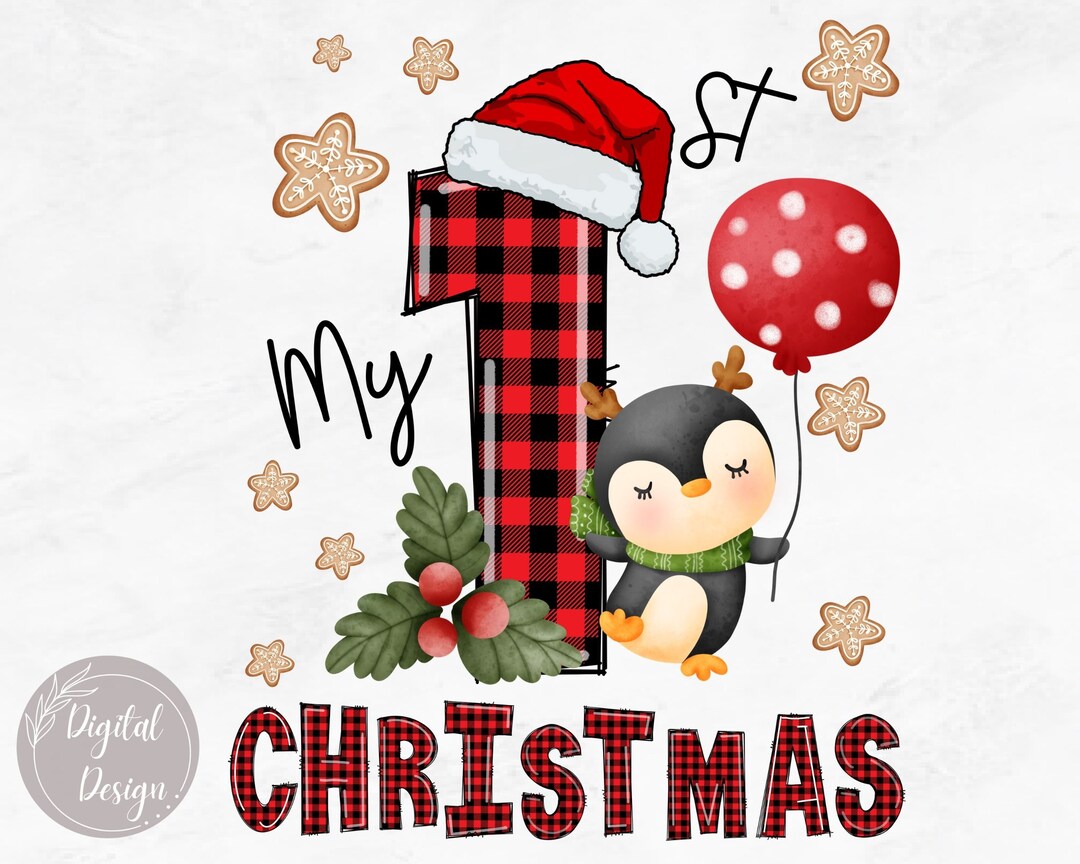 My First Christmas PNG, My 1st Cute Penguin Christmas Digital Download ...