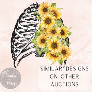 Spine Sunflower Png, Sunflowers Spine Sublimation Design, Skull ...