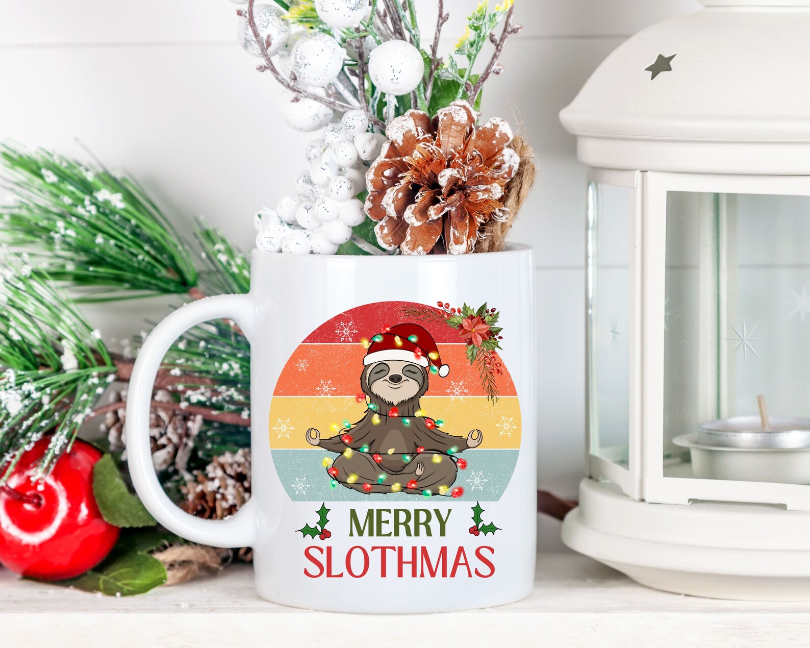 Merry Slothmas Retro PNG Digital Download Merry Sloth Light - Etsy