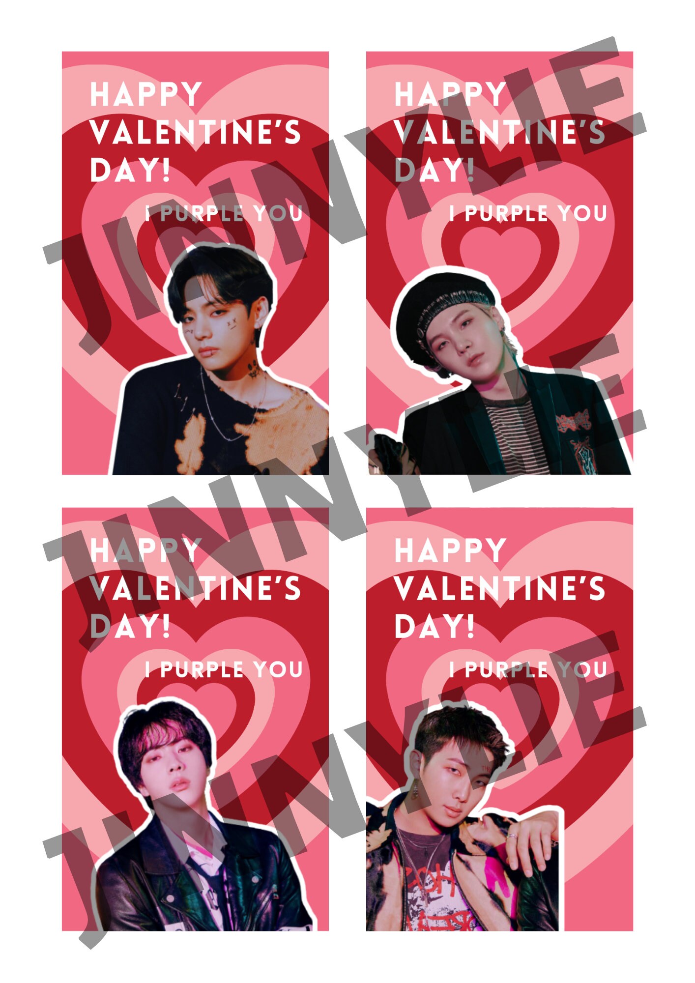 Happy Valentines Day Bts, BTS Valentines Day Card, Gift Cards for Valentine's Day, Bangtan, Jin ...