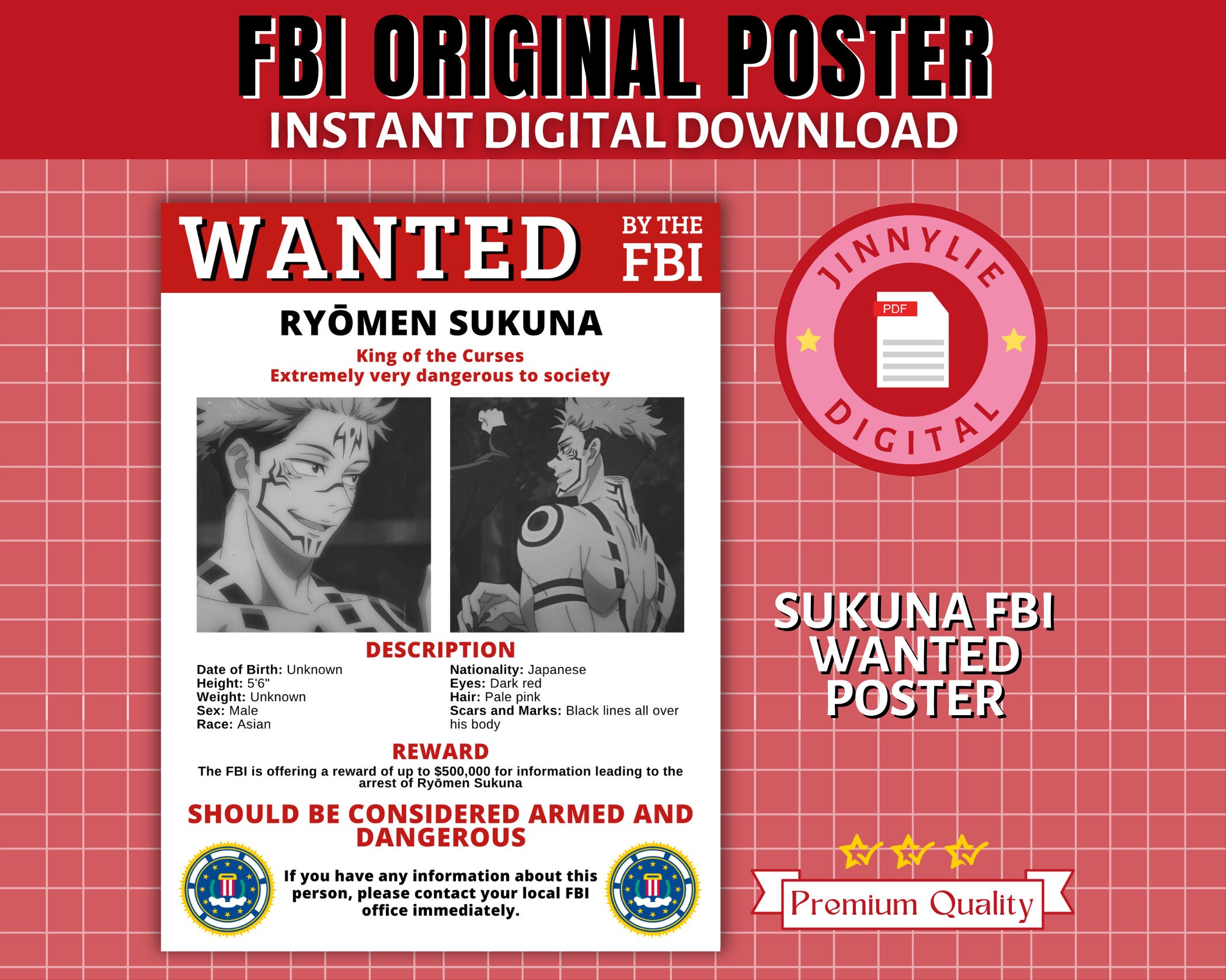 JUJUTSU KAISEN FBI Wanted Poster, Anime, Ryomen Sukuna, Goyo Satoru ...