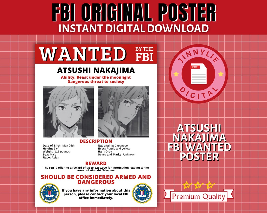 Bungou Stray Dogs Poster, Atsushi, Bsd Prints, Bungou Stray Dogs Print ...