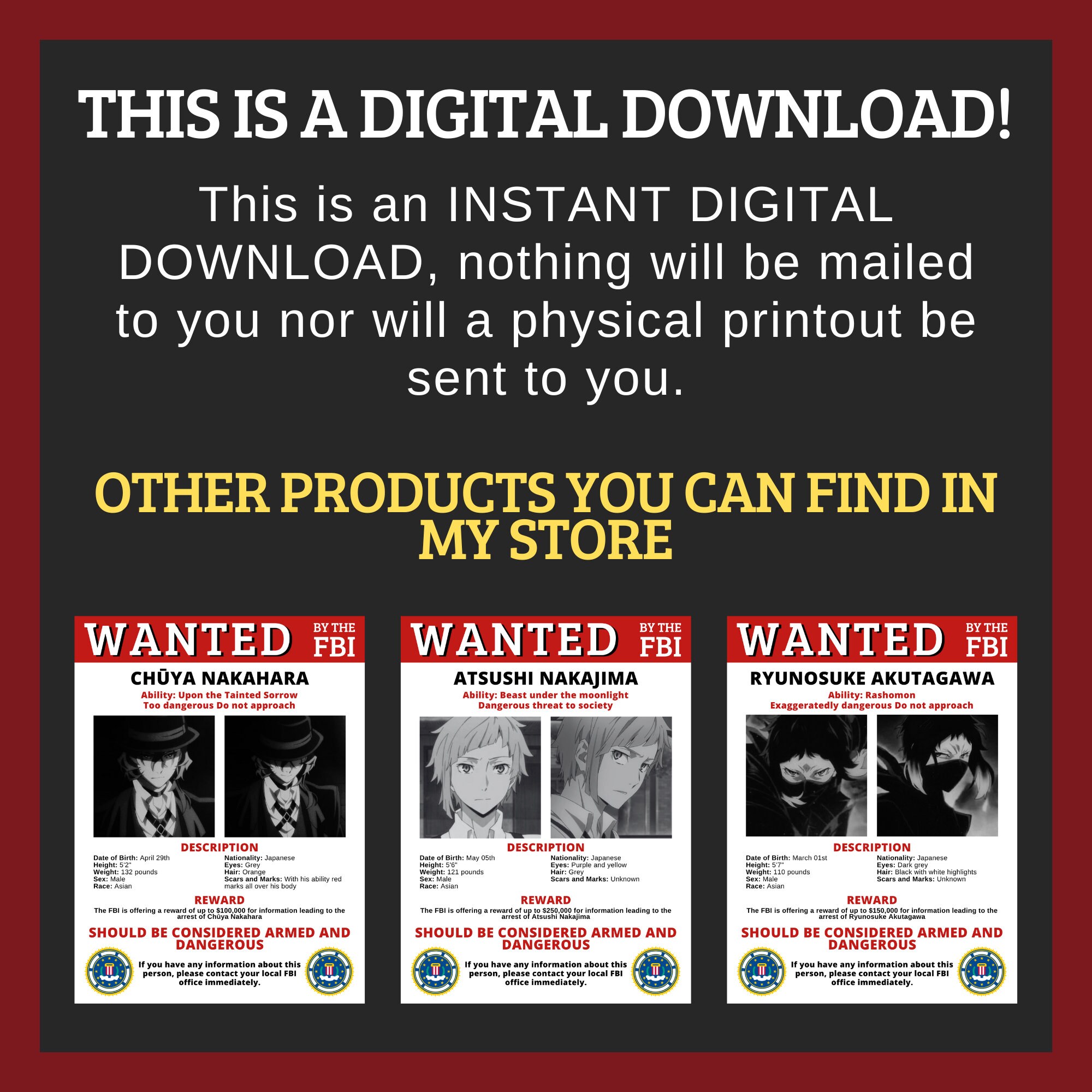 Bungou Stray Dogs Poster Atsushi Bsd Prints Bungou Stray - Etsy
