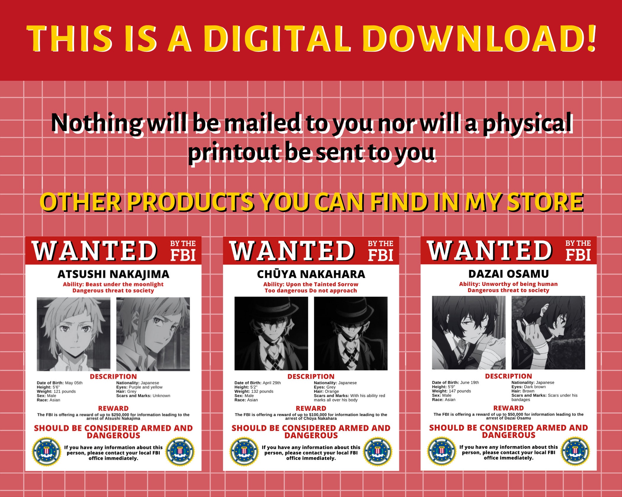 Bungou Stray Dogs Poster, Akutagawa, Bsd Prints, Bungou Stray Dogs ...