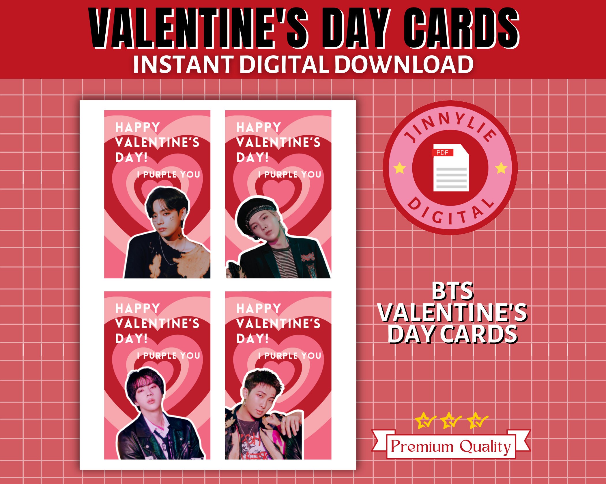 Happy Valentines Day Bts, BTS Valentines Day Card, Gift Cards for Valentine's Day, Bangtan, Jin ...