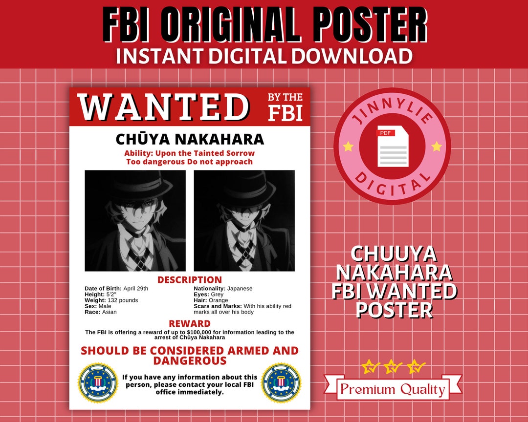 Bungou Stray Dogs Poster, Chuuya Nakahara, Bsd Prints, Bungou Stray ...