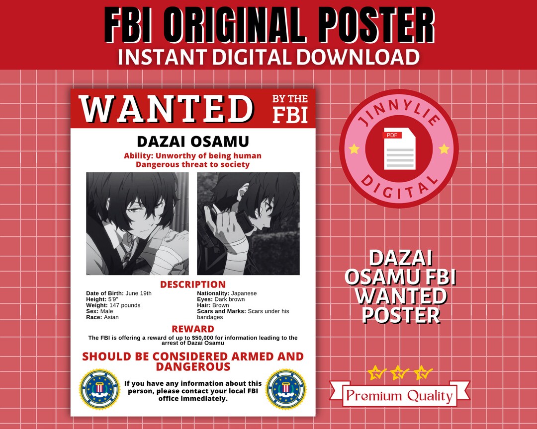 Bungou Stray Dogs Poster, Dazai Osamu, Bsd Prints, Bungou Stray Dogs ...