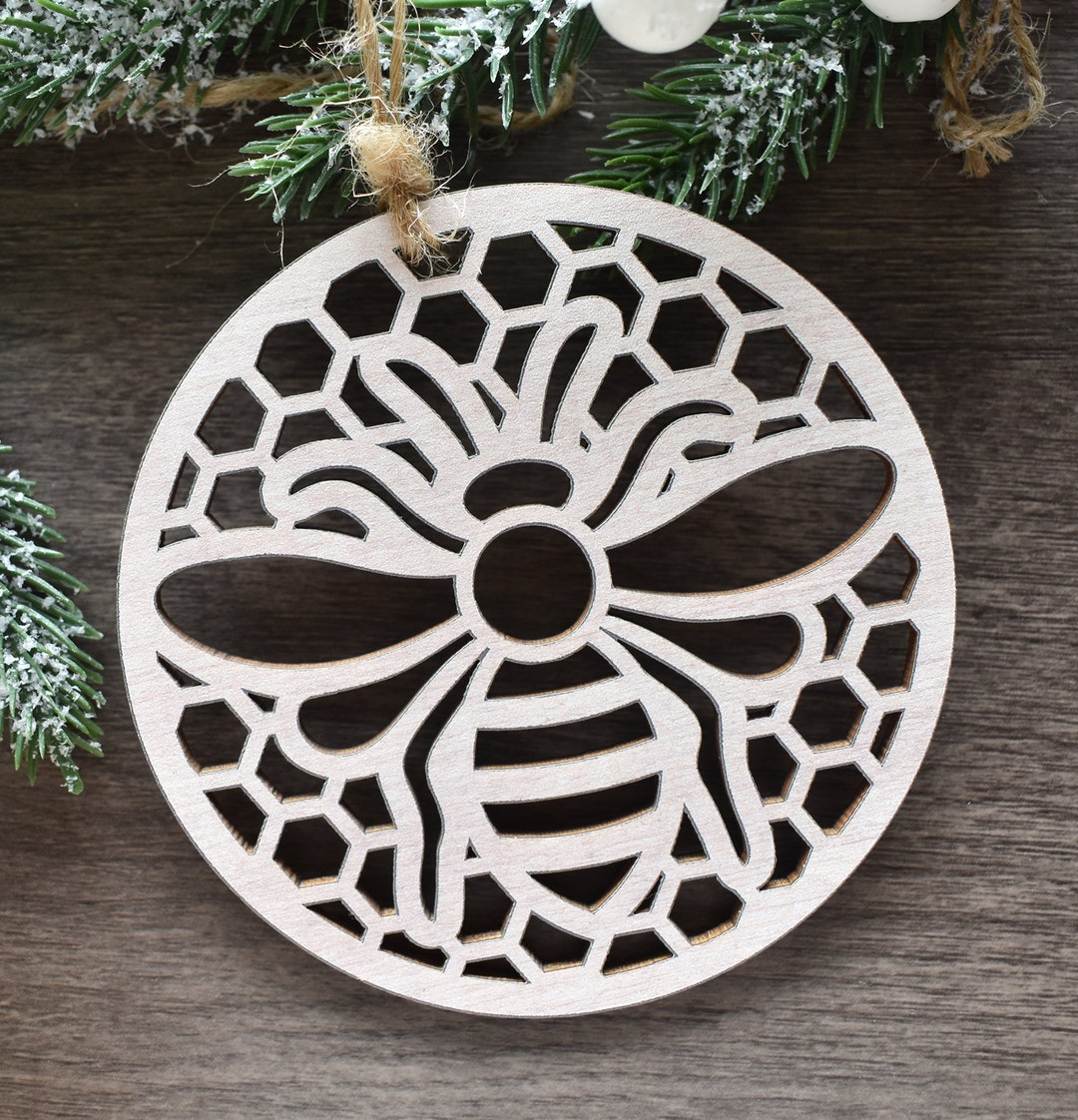 Wood Bee Ornament, Bee Christmas Tree Ornament and Gift, Honeybee Decor ...