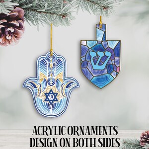 Hanukkah Ornaments Set of 2, Hanukkah Gift, Happy Hanukkah, Hanukkah ...