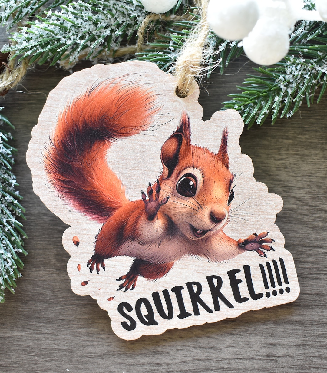 Cute Squirrel Wood Christmas Ornament, Squirrel Gift for Nature Lovers ...