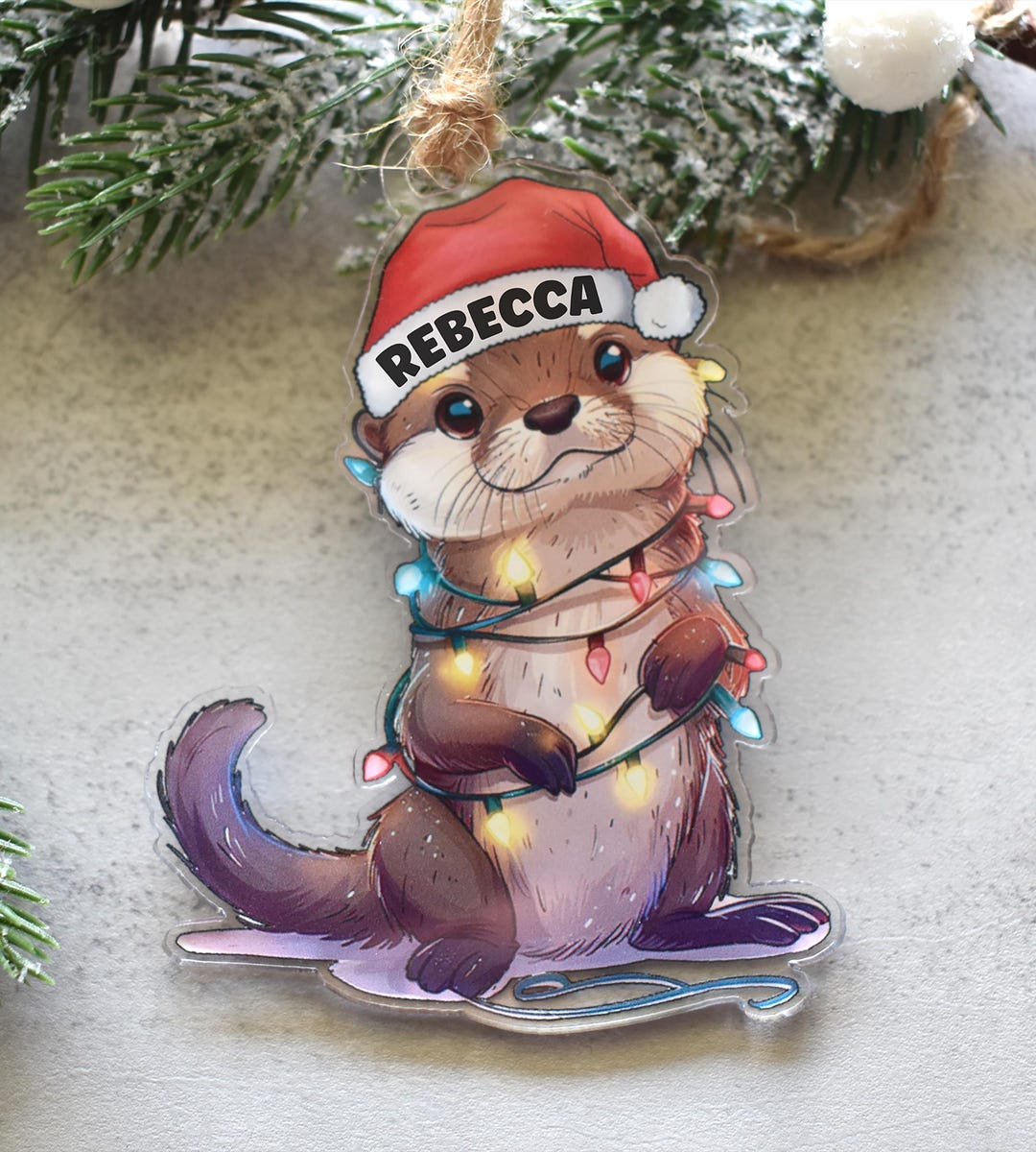 Adorable Otter Ornament, Personalized Acrylic Otter Christmas Gifts ...