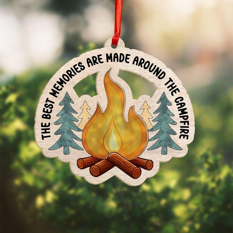 Campfire Ornament, Camping 3D Wood and Acrylic Gifts for Nature Lovers ...
