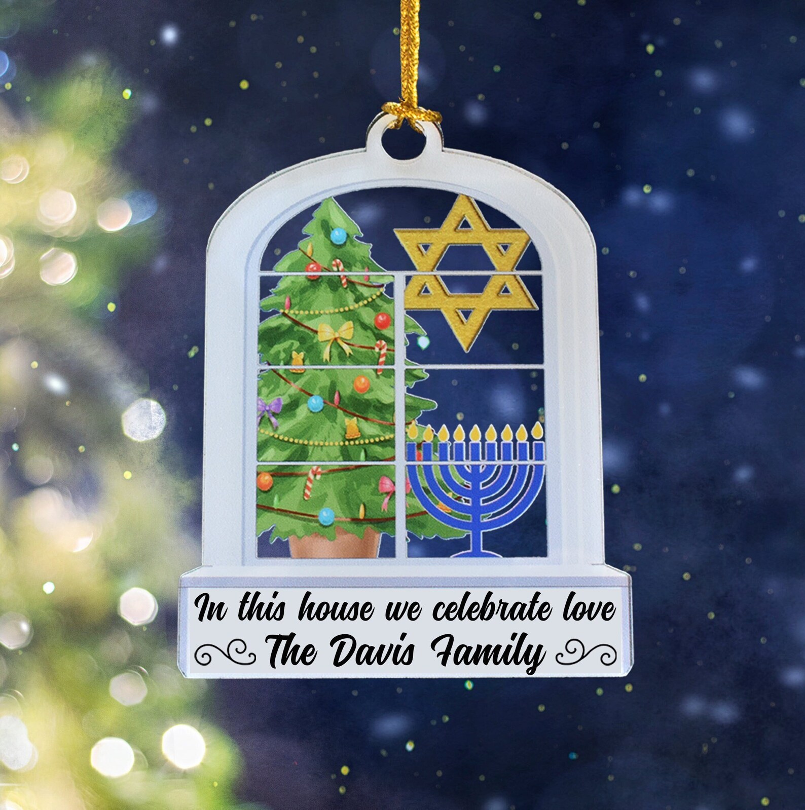Personalized Christmas Hanukkah Acrylic Ornament, Custom Gift for ...