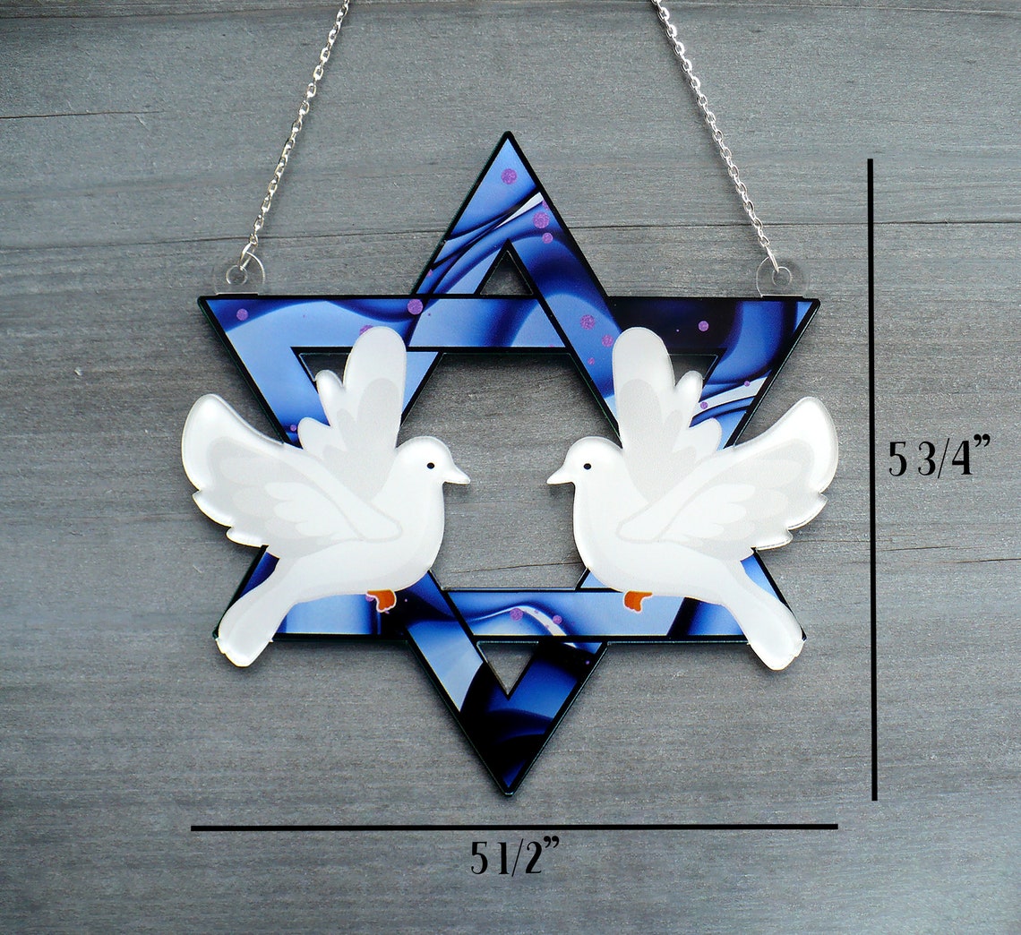 Star of David Window Ornament, Jewish Star Home Decor Acrylic Hanging ...