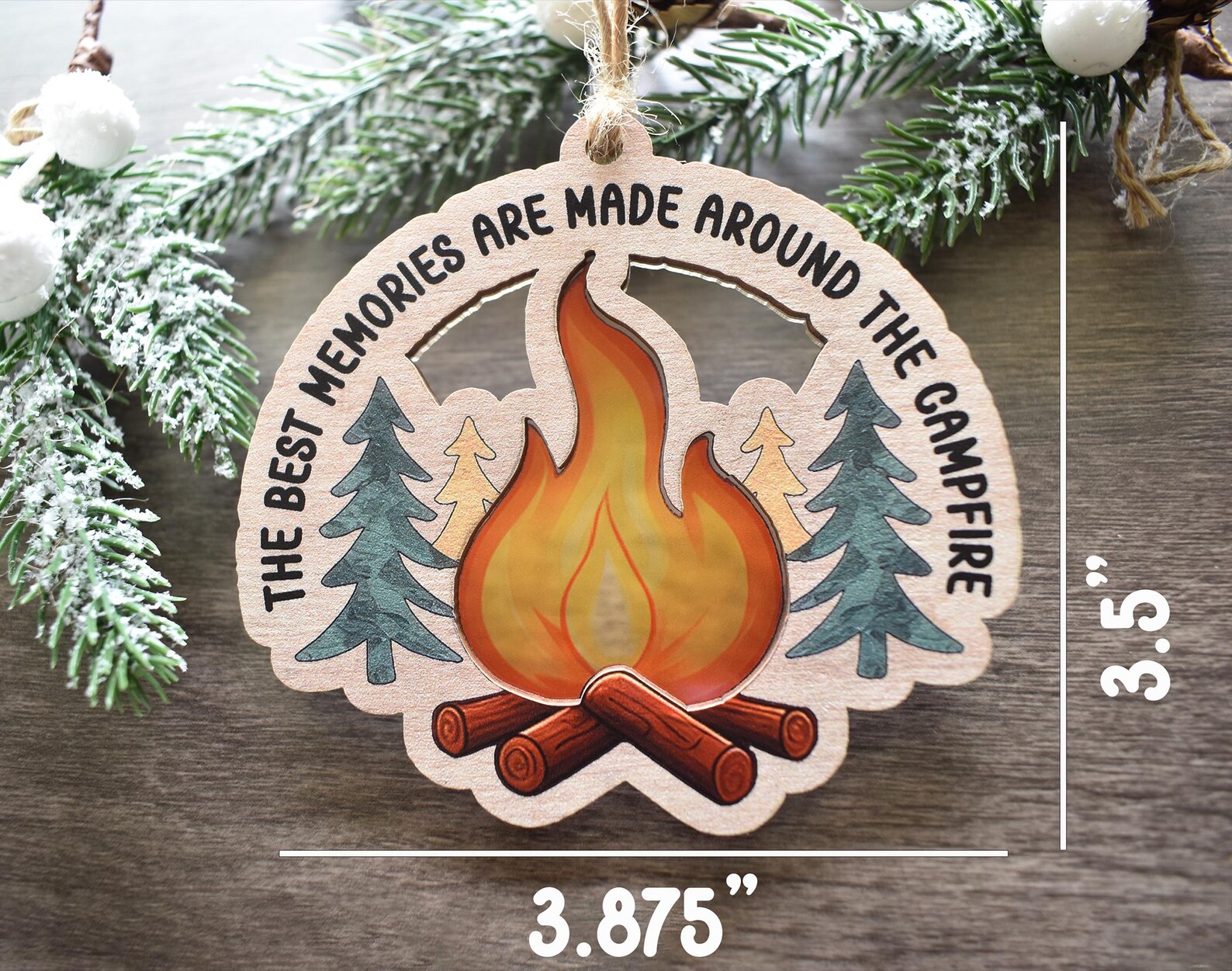 Campfire Ornament, Camping 3D Wood and Acrylic Gifts for Nature Lovers ...